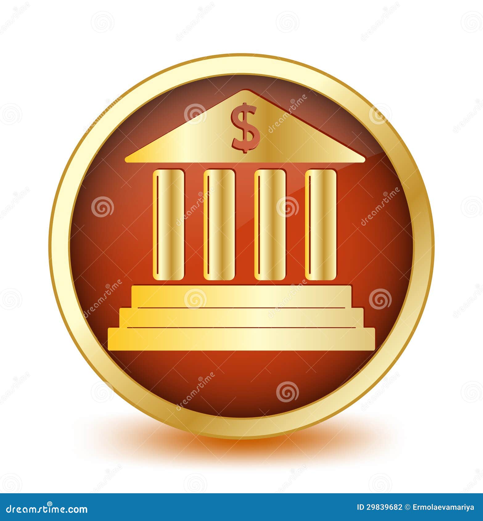 Circle Button with Symbol of the Bank Inside Stock Vector ...