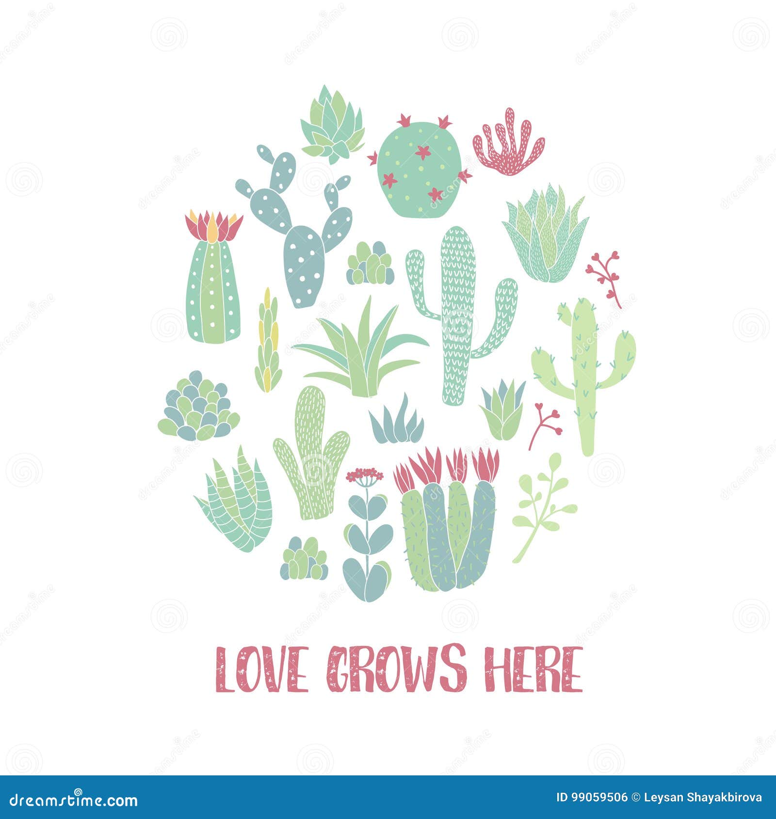 Circle cactus stock vector. Illustration of decorative - 99059506