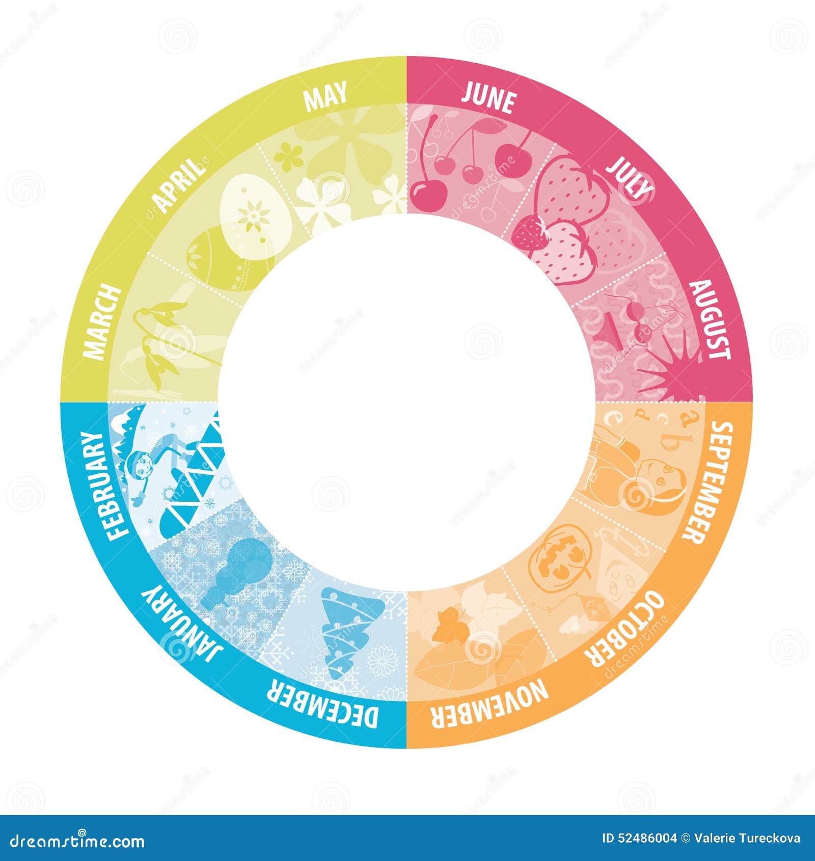 Circle Calender with Pictures Stock Illustration - Illustration of ...