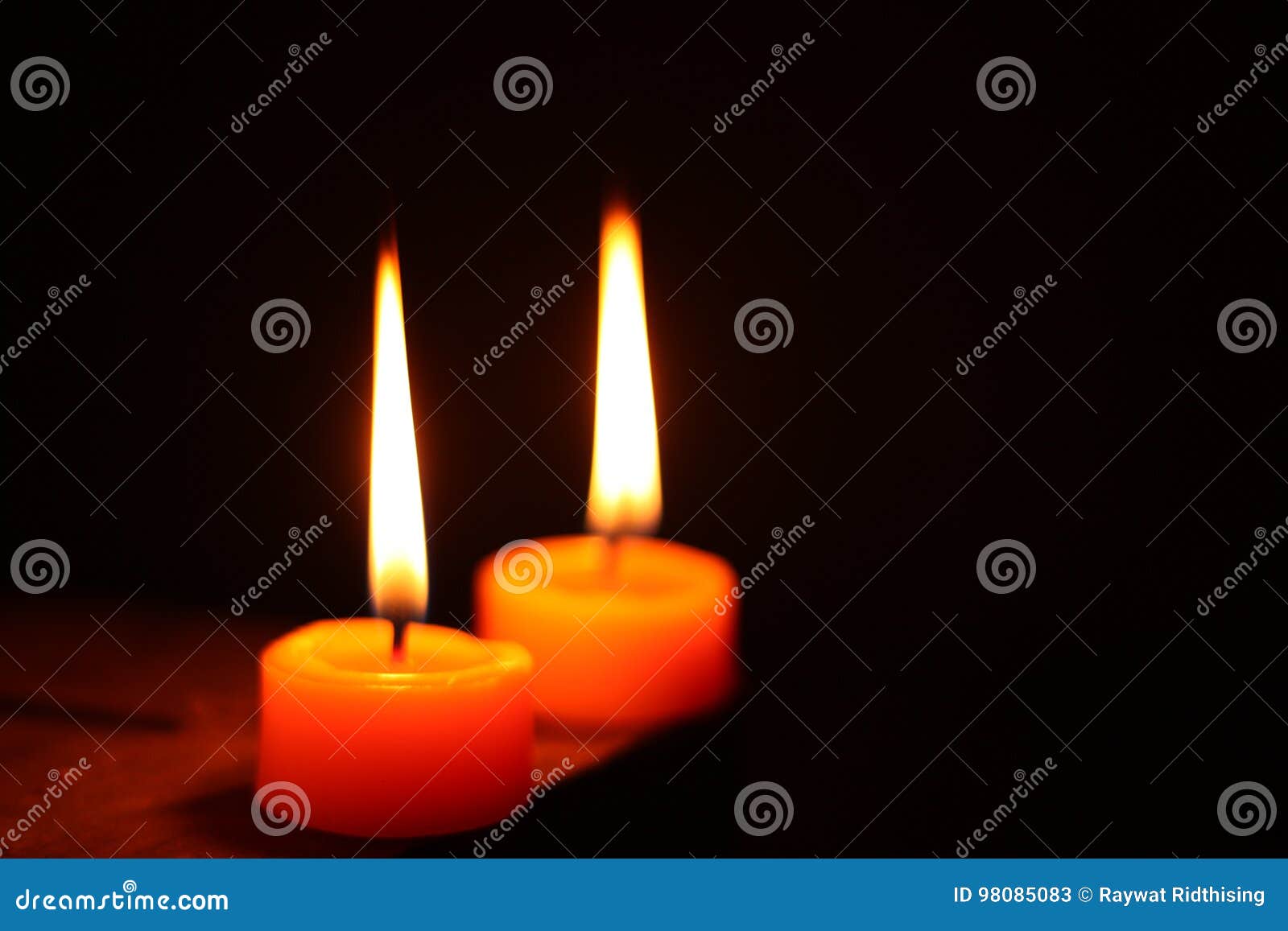 Circle Candle Light Isolated on Black Background. Stock Image - Image ...