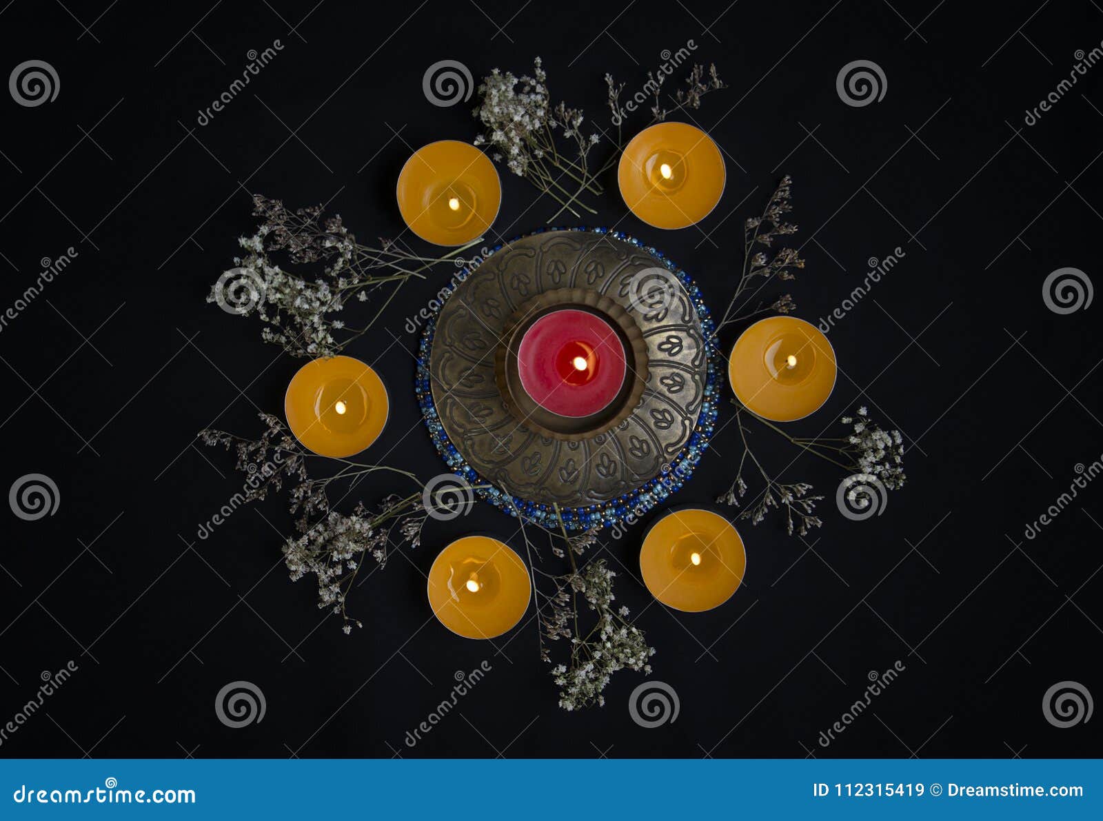 Circle of candles stock image. Image of flame, esoteric - 112315419