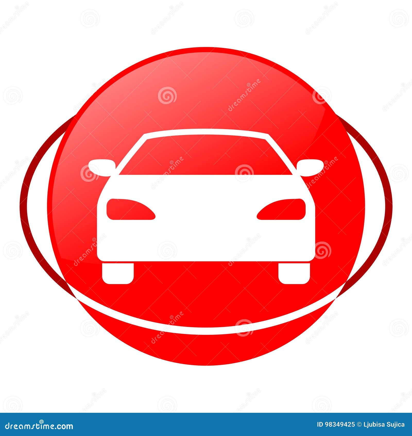 Circle Car Vector Illustration, Red Icon Stock Vector - Illustration of ...