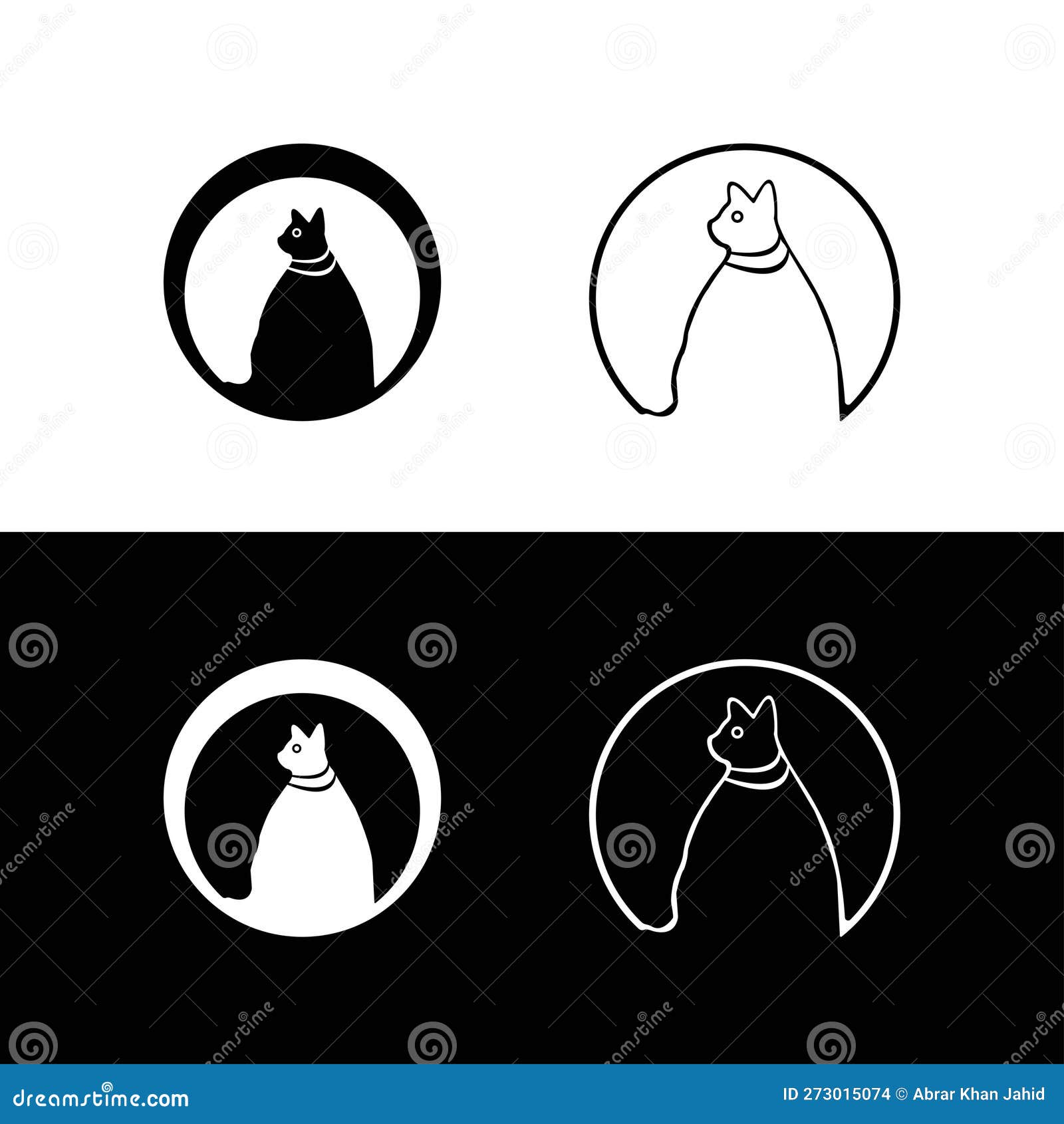 Circle Cat Animal Vector Logo Design Stock Vector - Illustration of ...