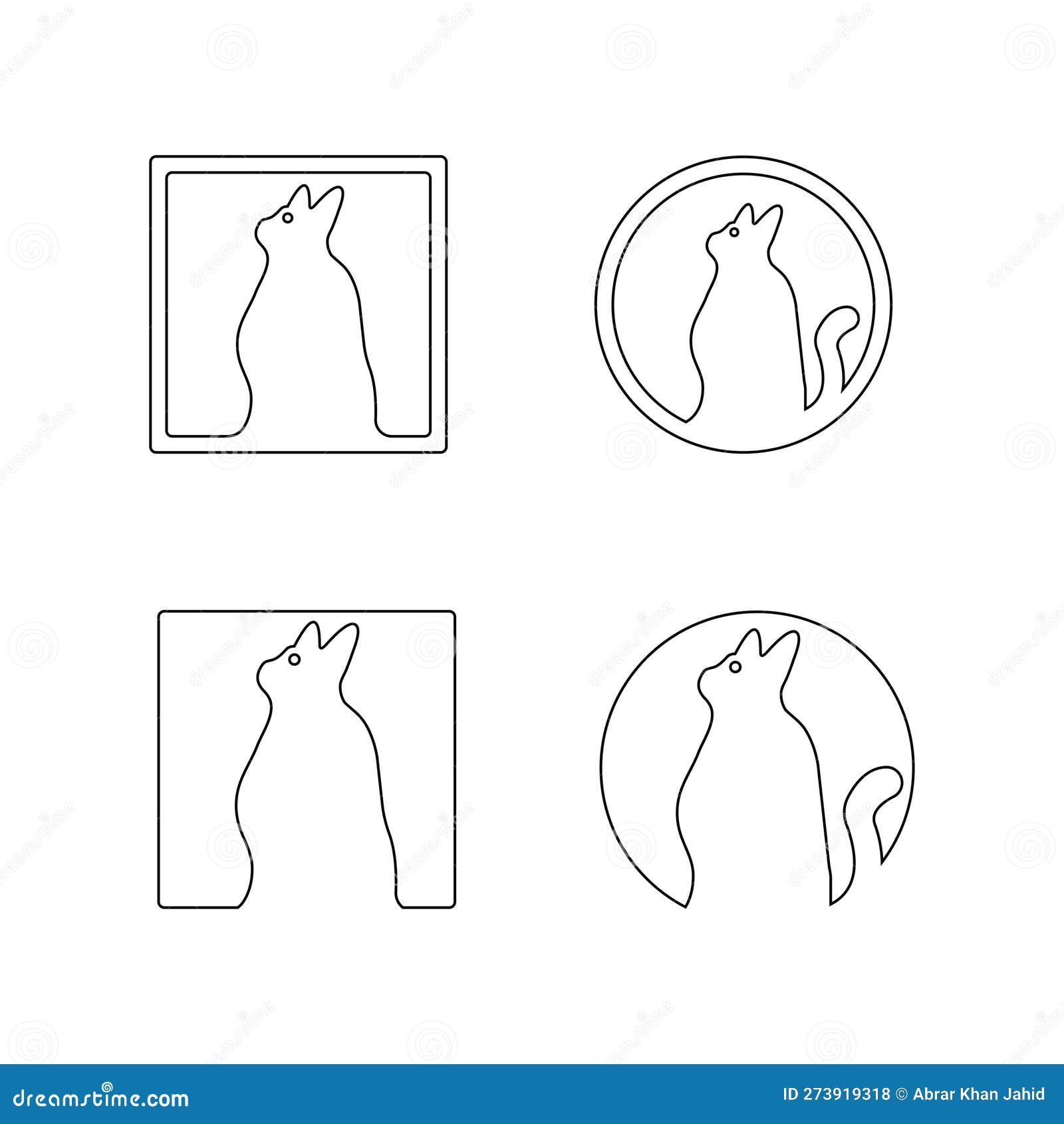 Circle Cat Line Art Vector Logo Template Stock Vector - Illustration of ...