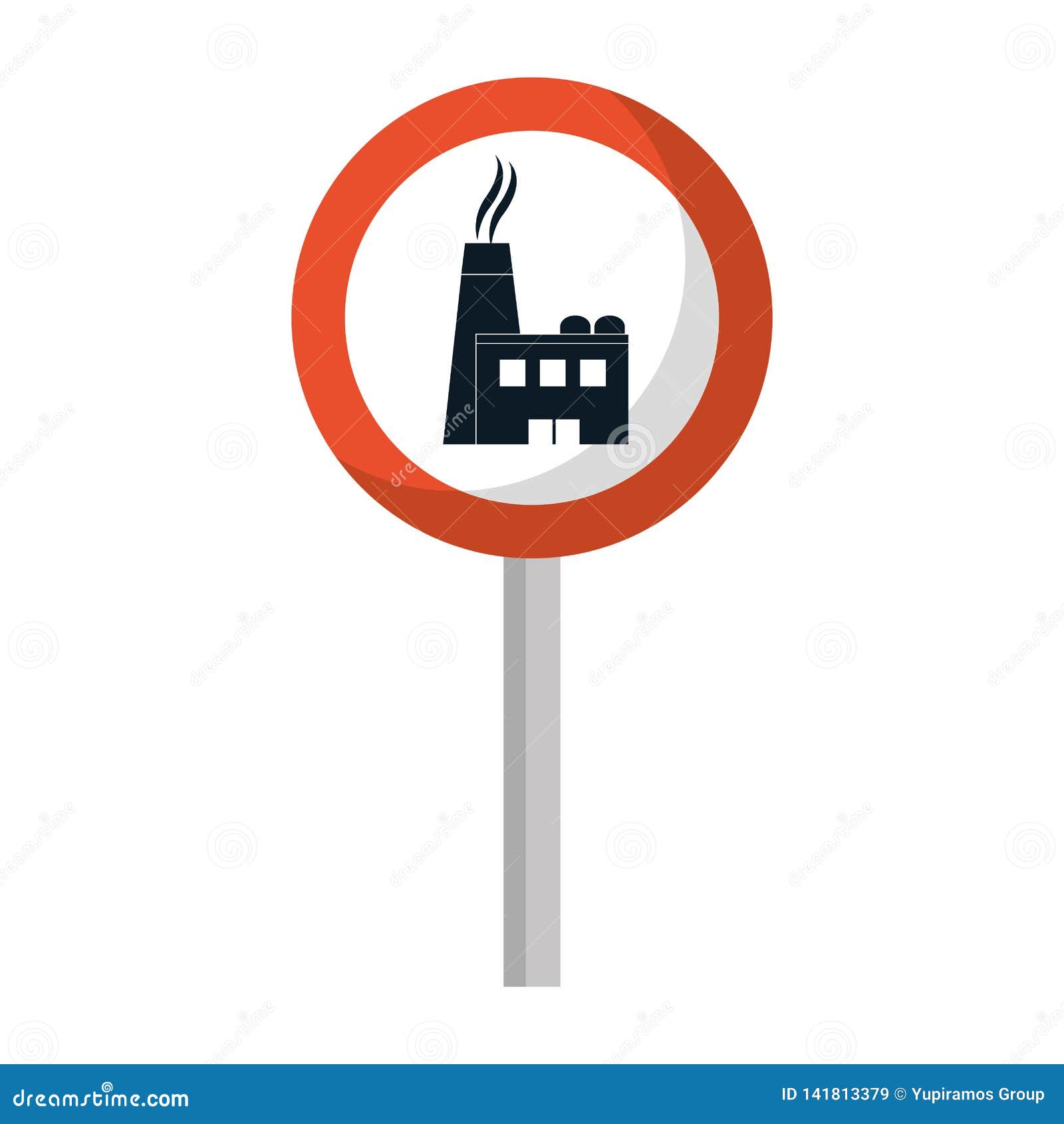 Circle Caution Emblem Factory Pollution Stock Vector - Illustration of ...