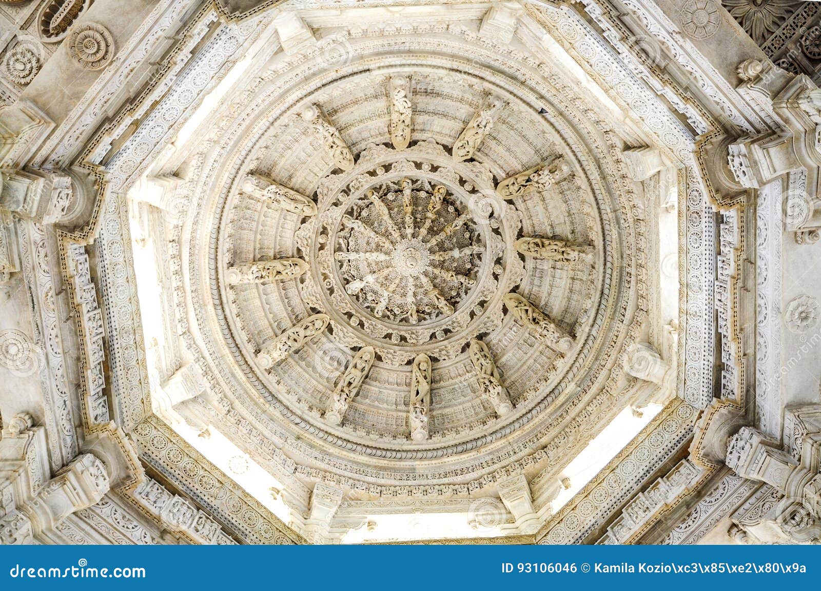 Circle Ceiling in a Temple in Ranakpur in India Stock Photo - Image of ...