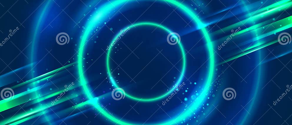 Green Neon Light Energy Ring Background Stock Vector - Illustration of ...