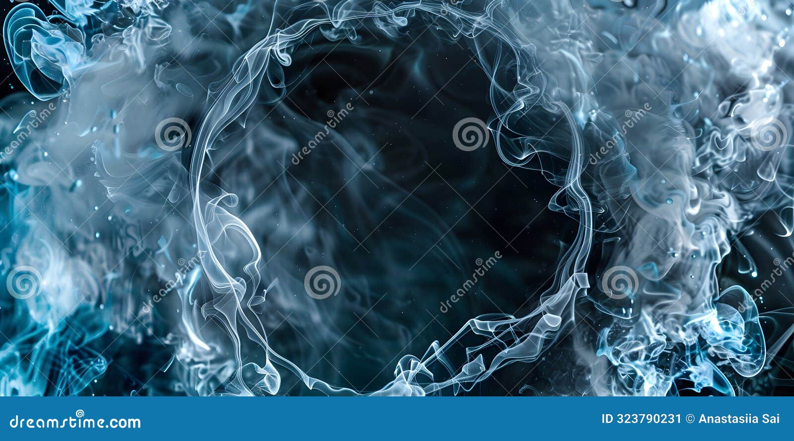 A Circle in the Center with Smoke Around Stock Image - Image of blue ...