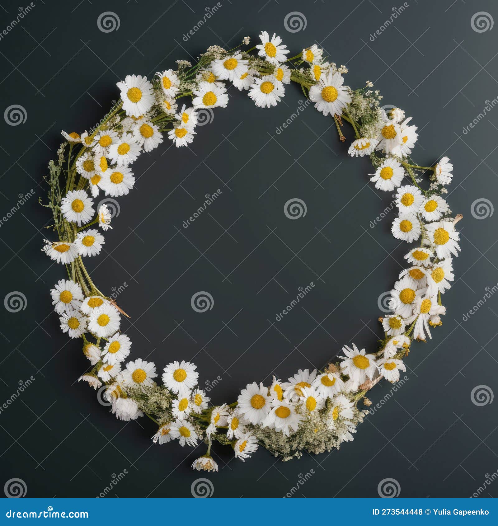 Circle Chamomile Frame. Illustration AI Generative Stock Illustration ...