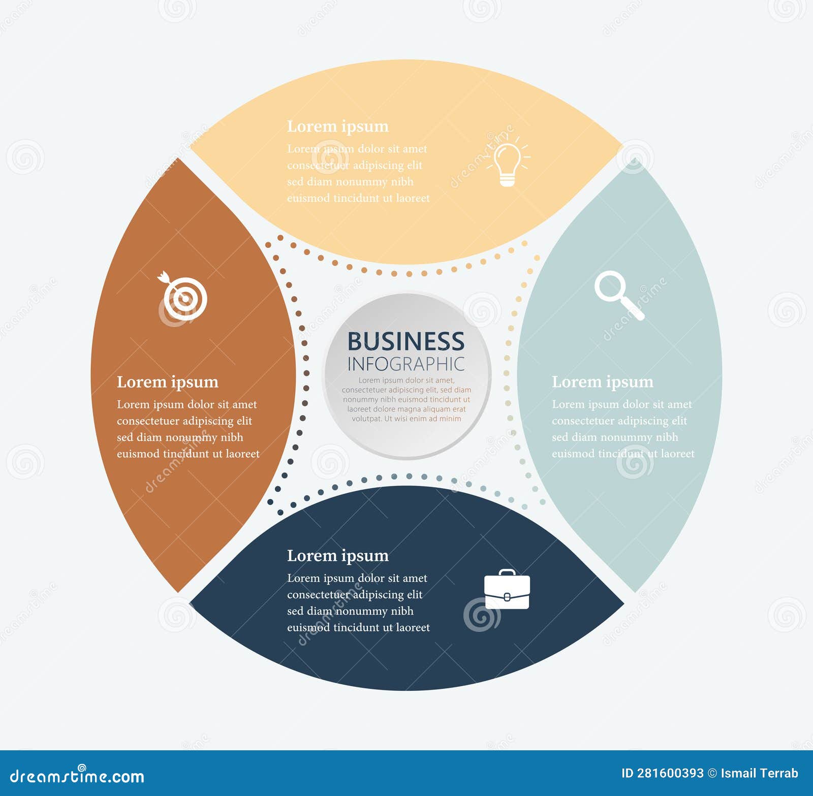 Four Steps Work Process Circle Diagram with Icons Business Infographic ...