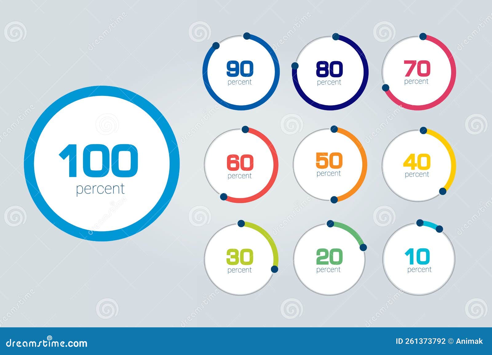 Circle Chart, Graph. Flat Design. Percentage Templates Set Stock Vector ...
