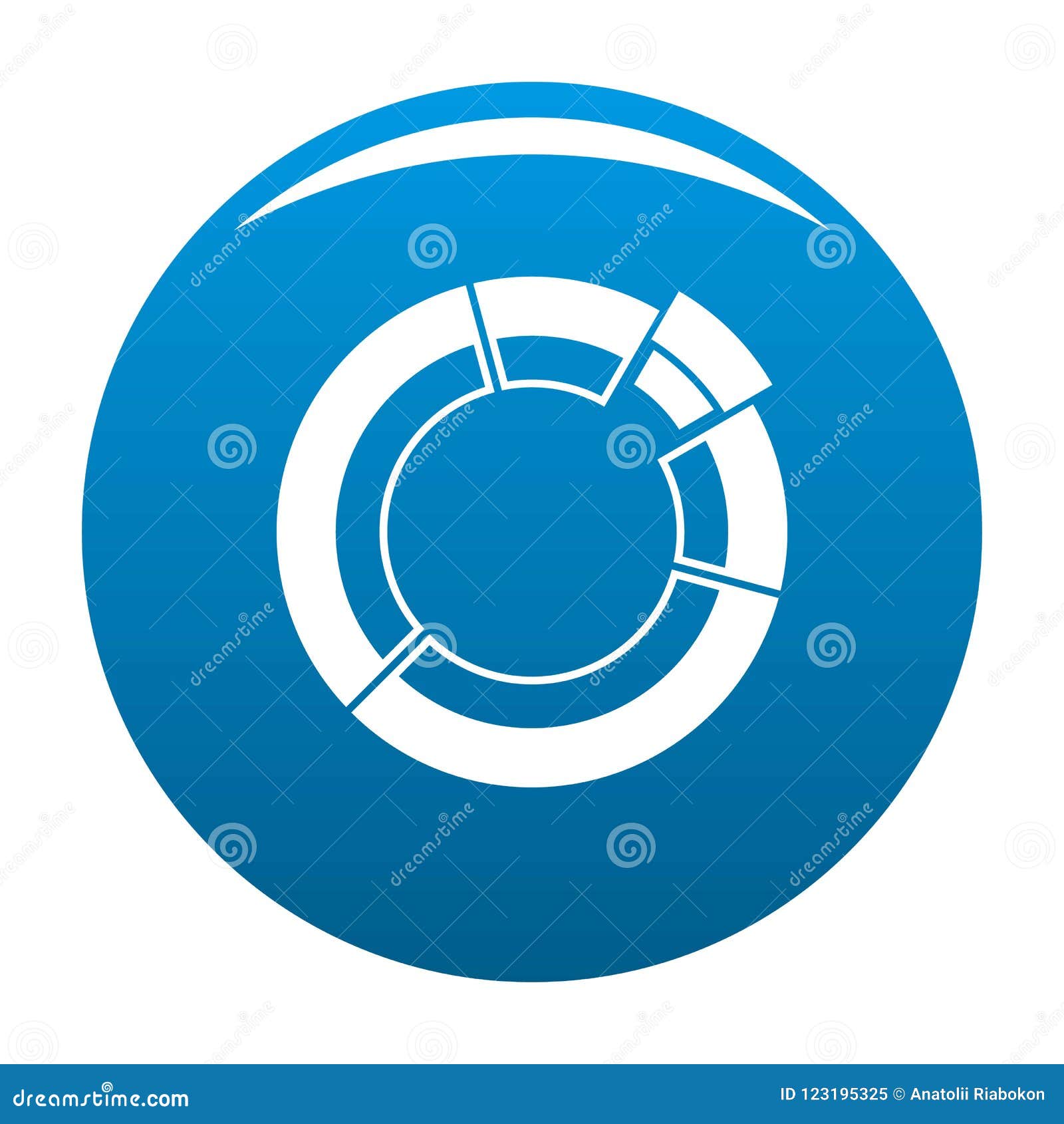 Circle chart icon blue stock illustration. Illustration of icon - 123195325