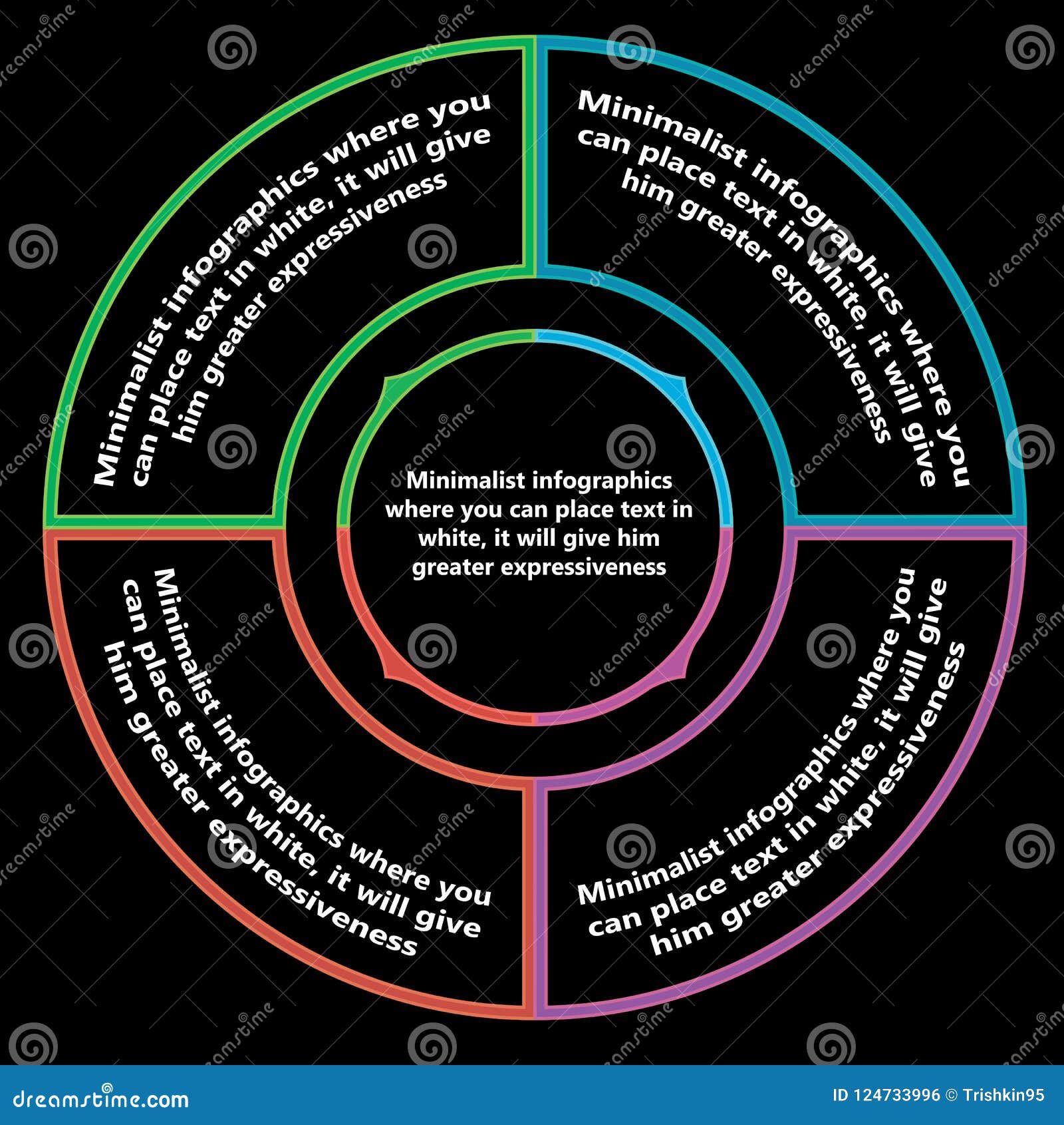 Circle Chart Infographic Template on a Black Background, Advertising ...