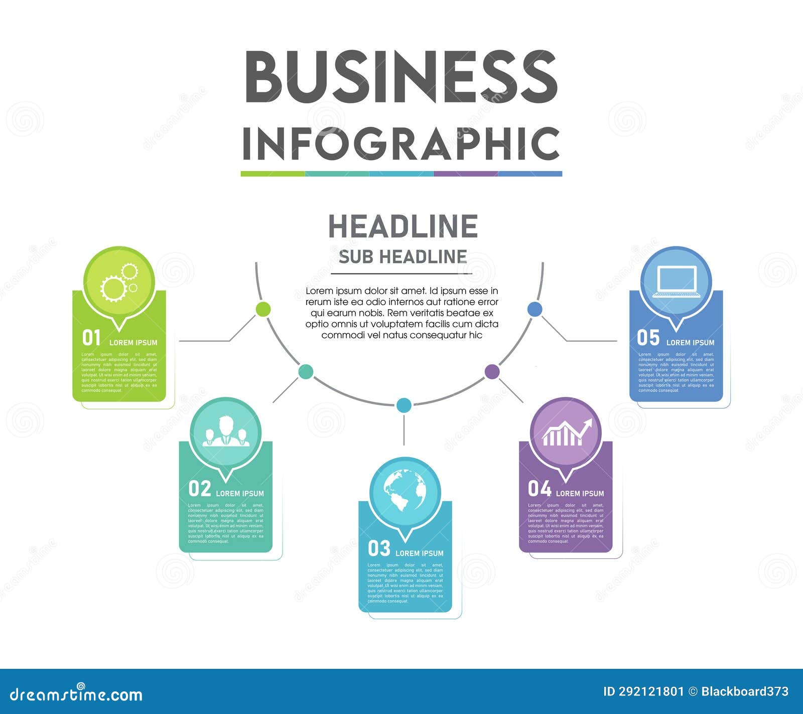 Circle Chart Infographic Template With 5 Options For Presentations ...