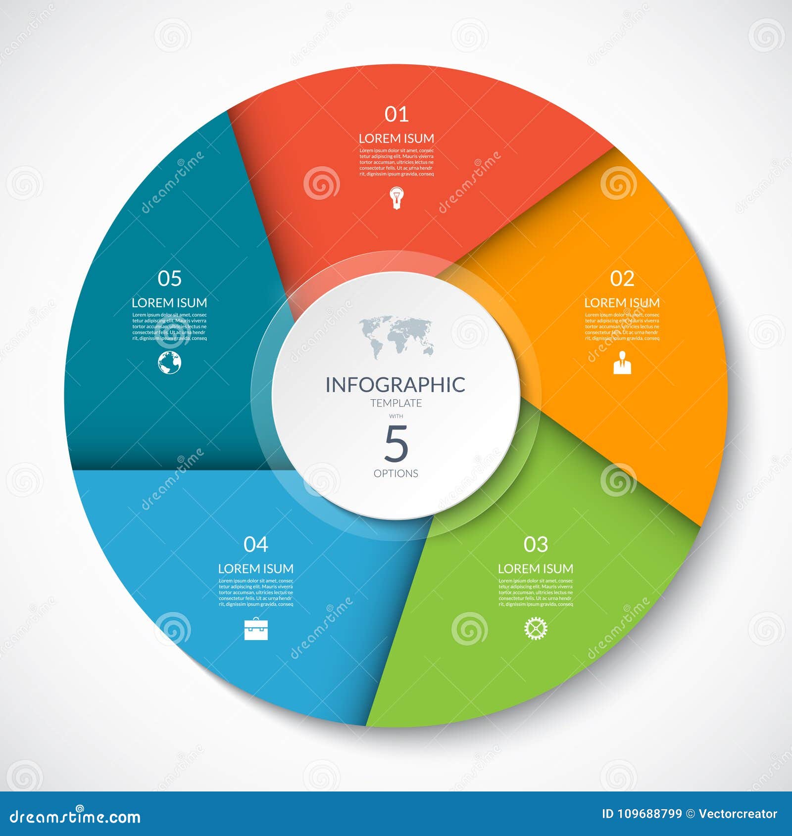Circle Chart for Infographics. Vector Diagram with 5 Options Stock ...