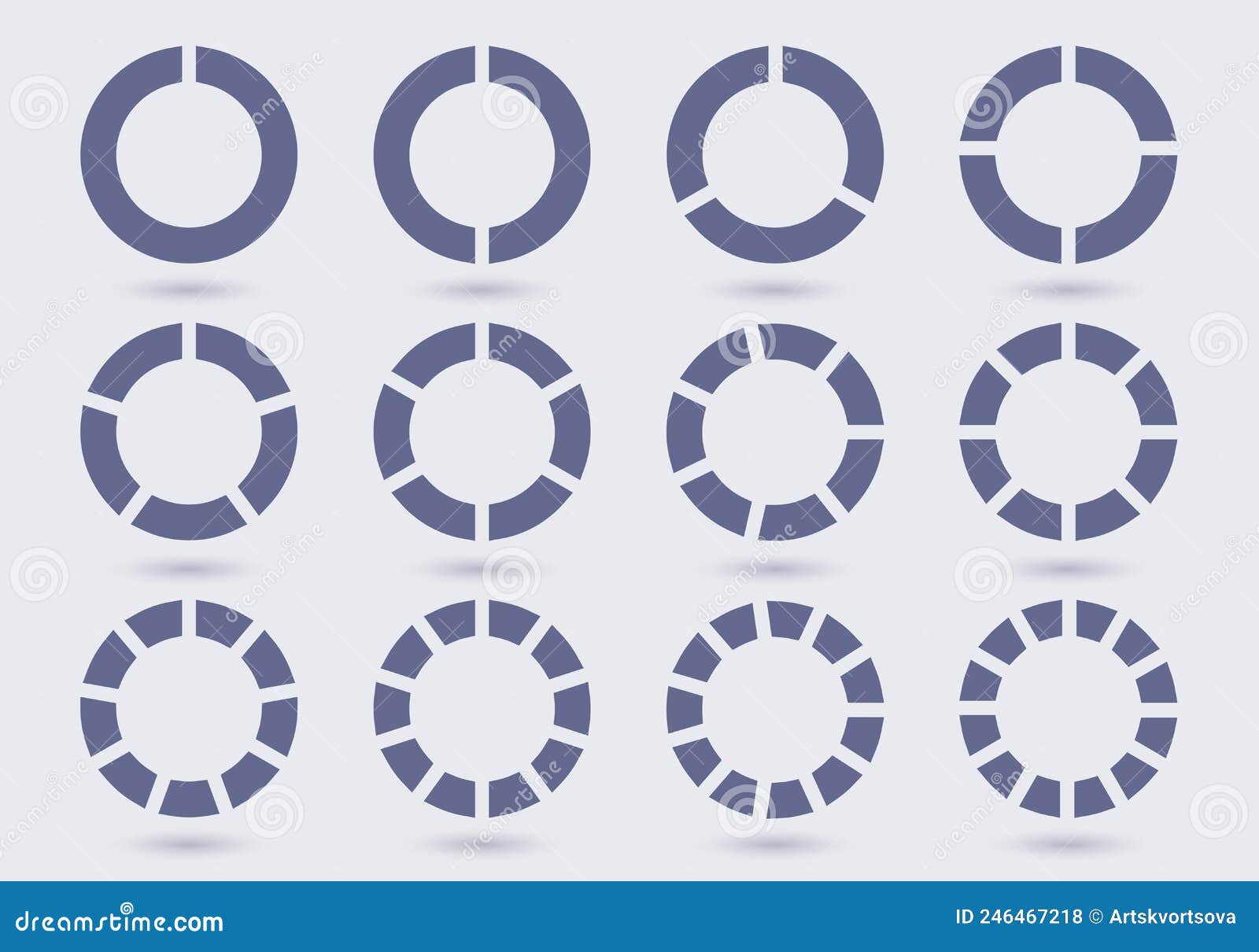 Circle Chart Section Segments Set Vector Diagram Segments Pie Template ...