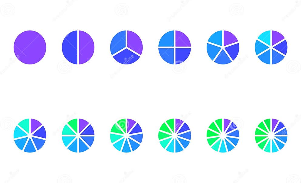 Circle Chart Section Segments Set Vector Diagram Segments Pie Template ...