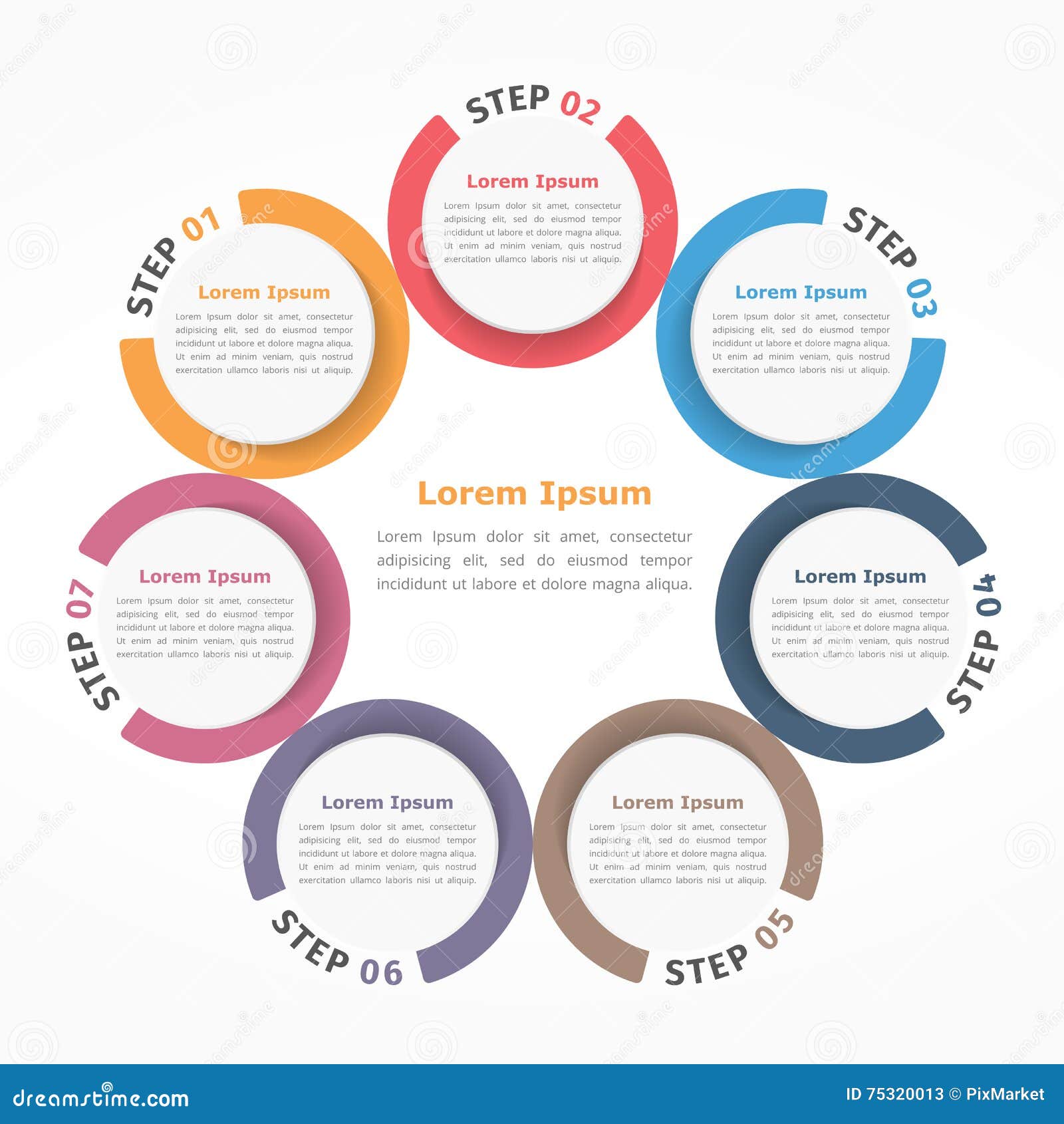 Circle Chart Seven Elements Stock Vector - Illustration of infographics ...
