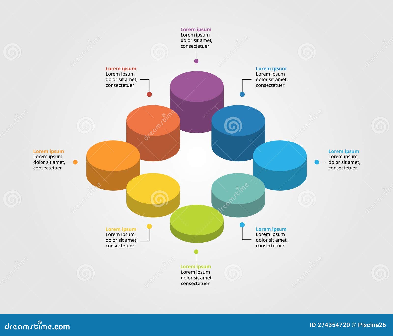 Circle Chart Template for Infographic for Presentation for 8 Element ...