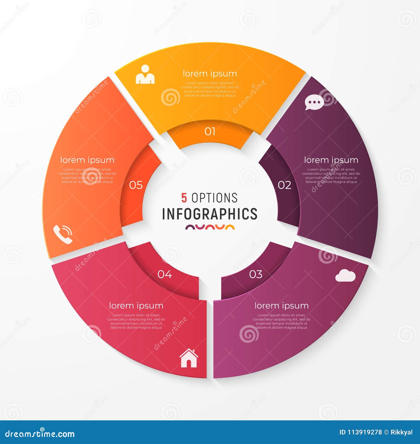 Circle Chart Template With 5 Options. Vector Design For Infograp ...