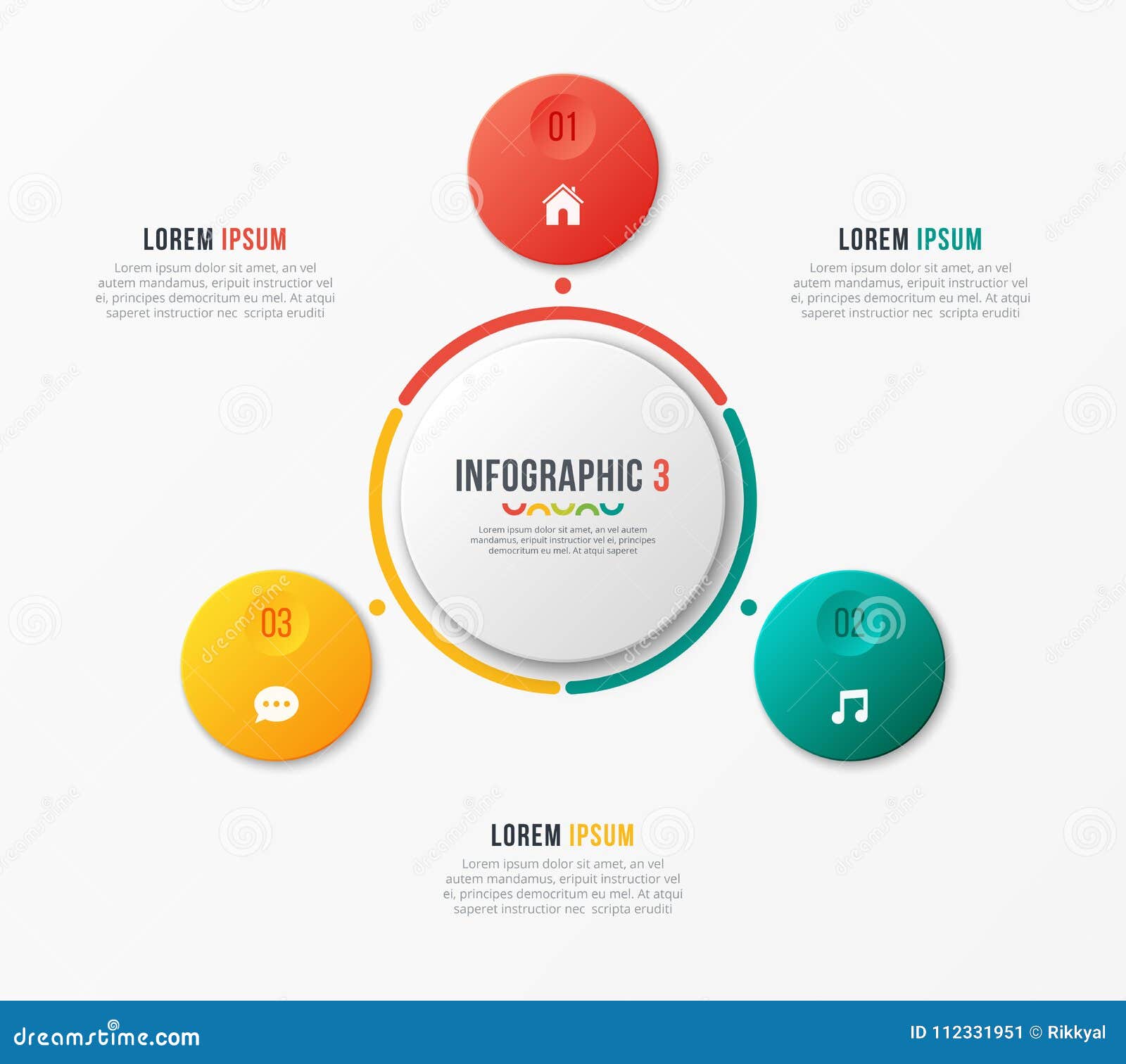 Circle Chart Template with 3 Options. Vector Design for Infograp Stock ...