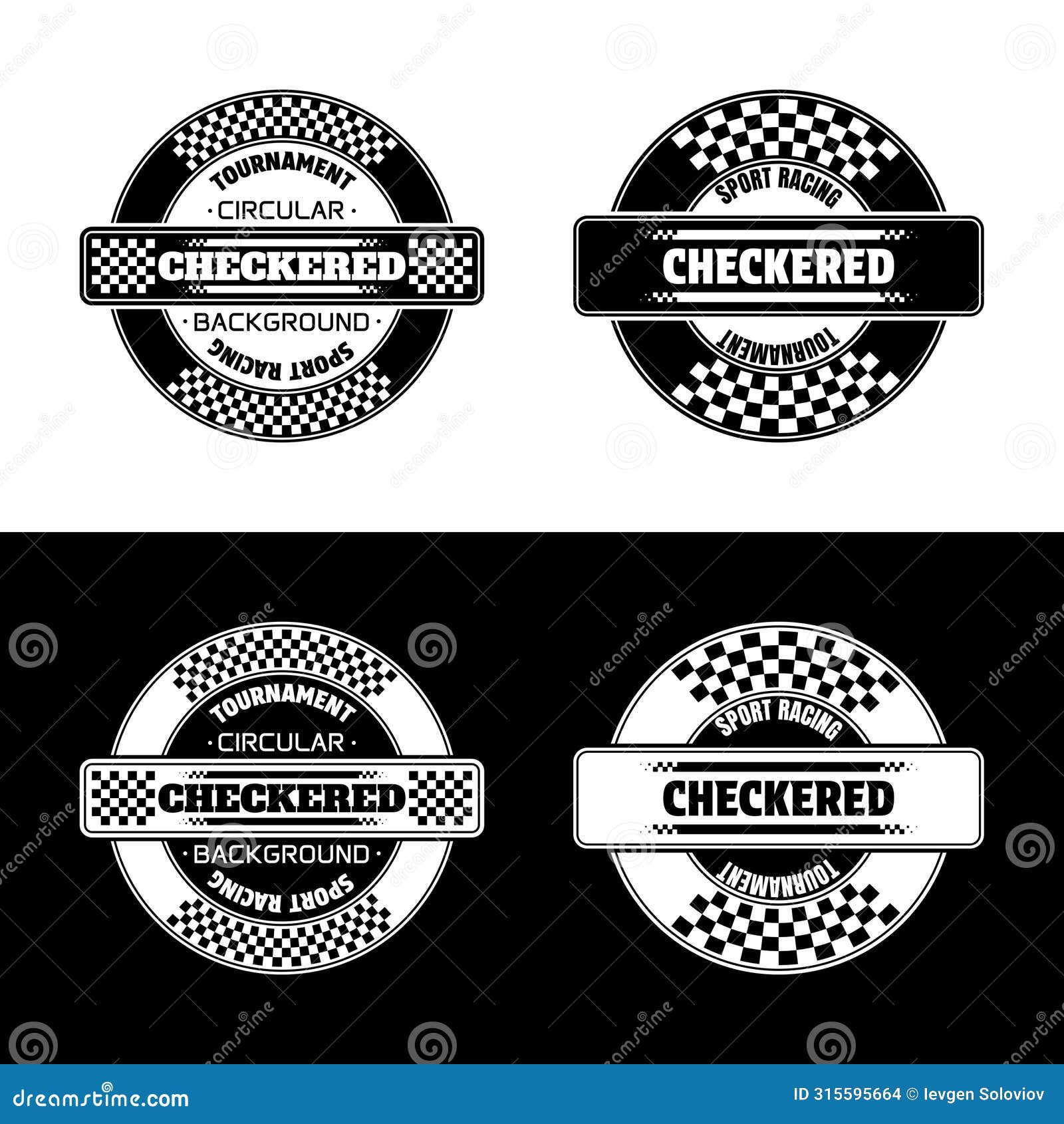 Circle Checkered Text Labels Set Stock Vector - Illustration of vector ...