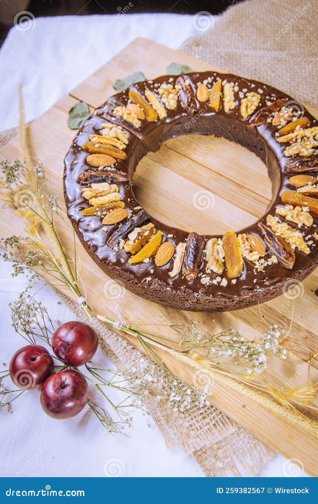 Circle, Chocolate Cake Covered by Pulses, Vertical Stock Image - Image ...
