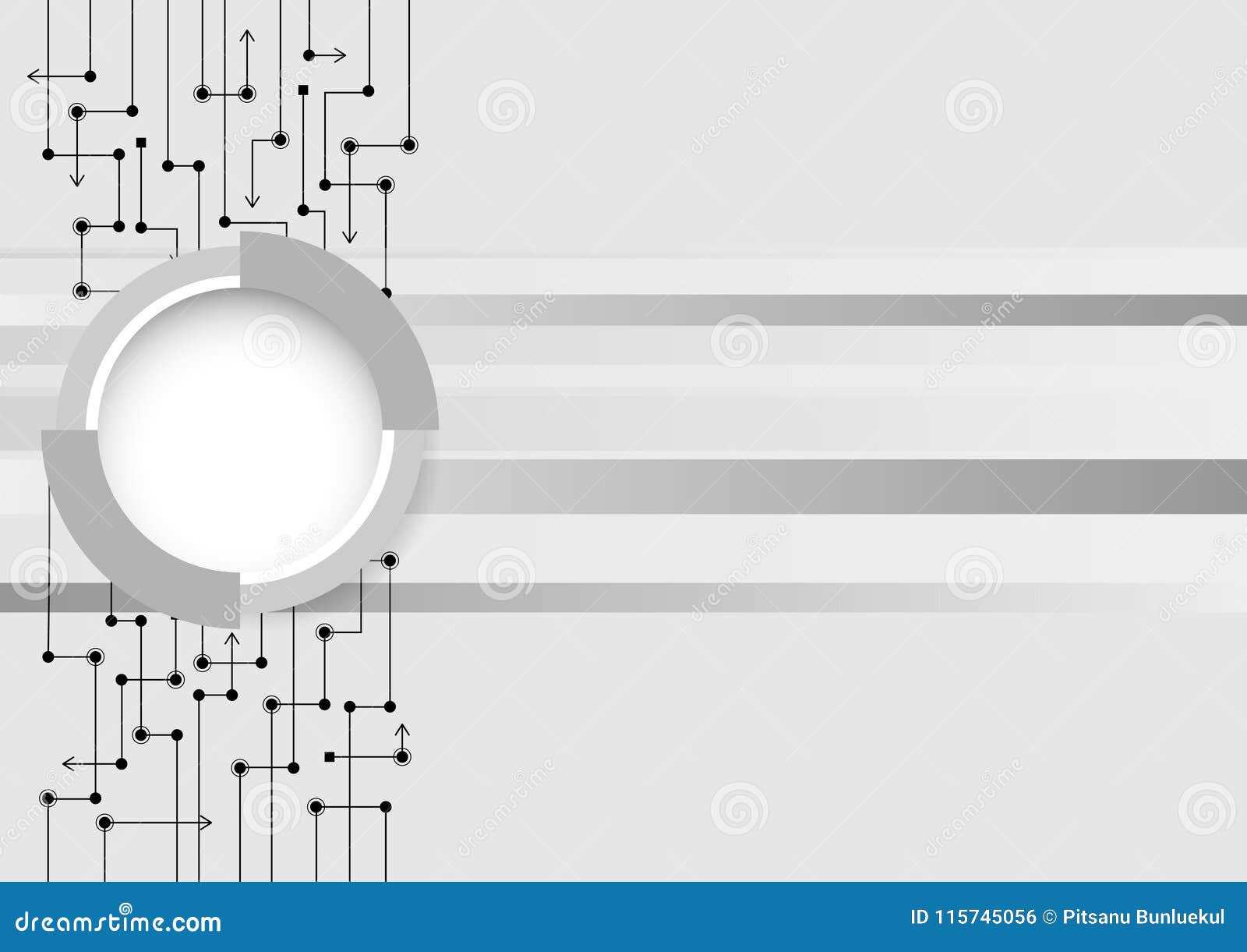 Circle with Circuit Connection Lines on Left Side Vector Tech Co Stock ...