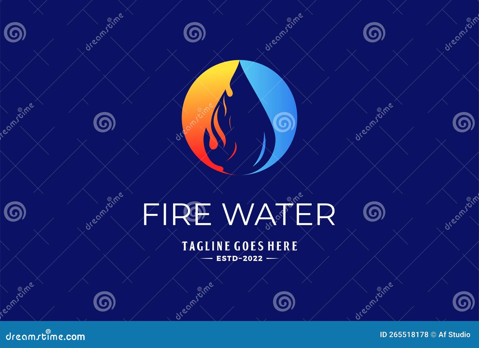 Circle Circular Fire Flame and Water for Restoration House Service Logo ...