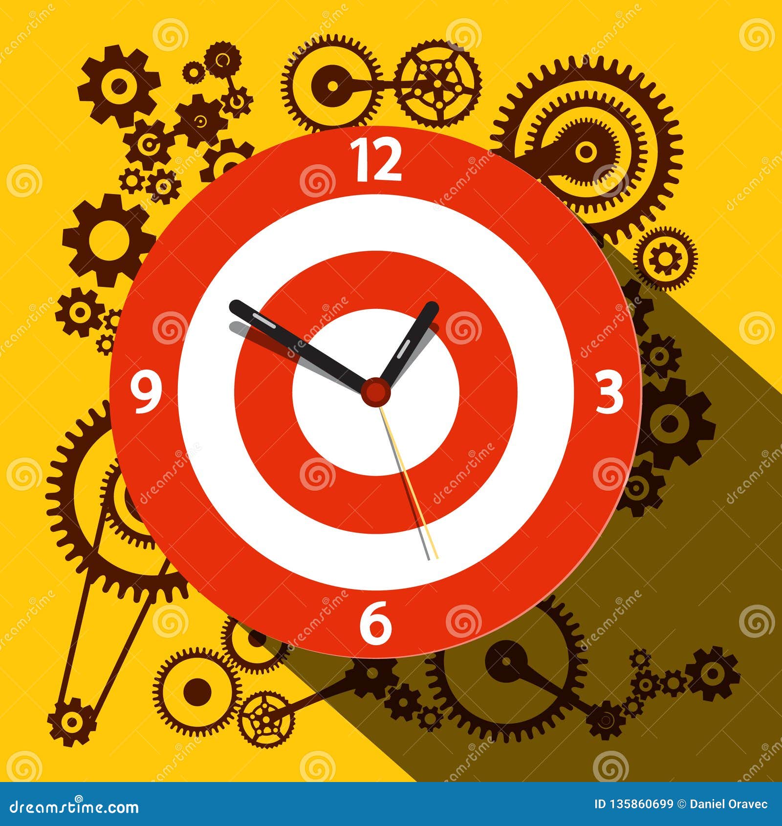 Circle Clock Face with Cogs on Background Stock Vector - Illustration ...