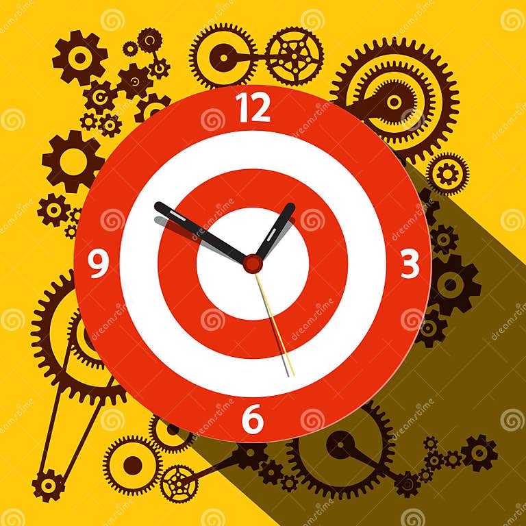 Circle Clock Face with Cogs on Background Stock Vector - Illustration ...