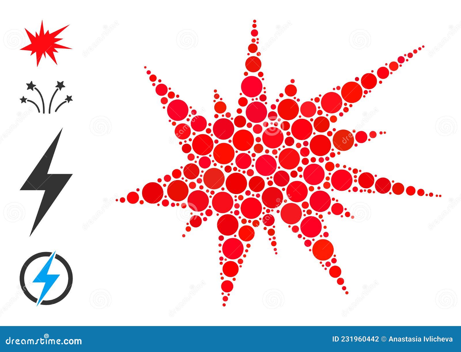 Dotted Boom Collage of Round Dots with Other Icons Stock Vector ...