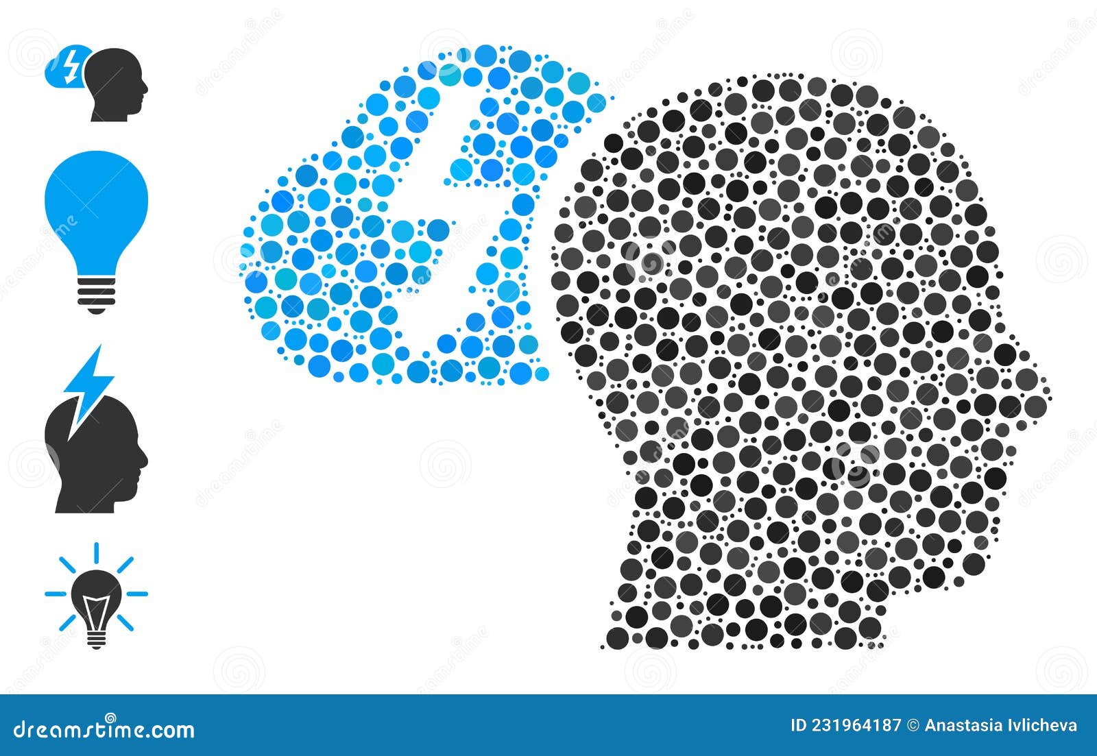 Dotted Brainstorming Composition of Rounded Dots with Bonus Icons Stock ...