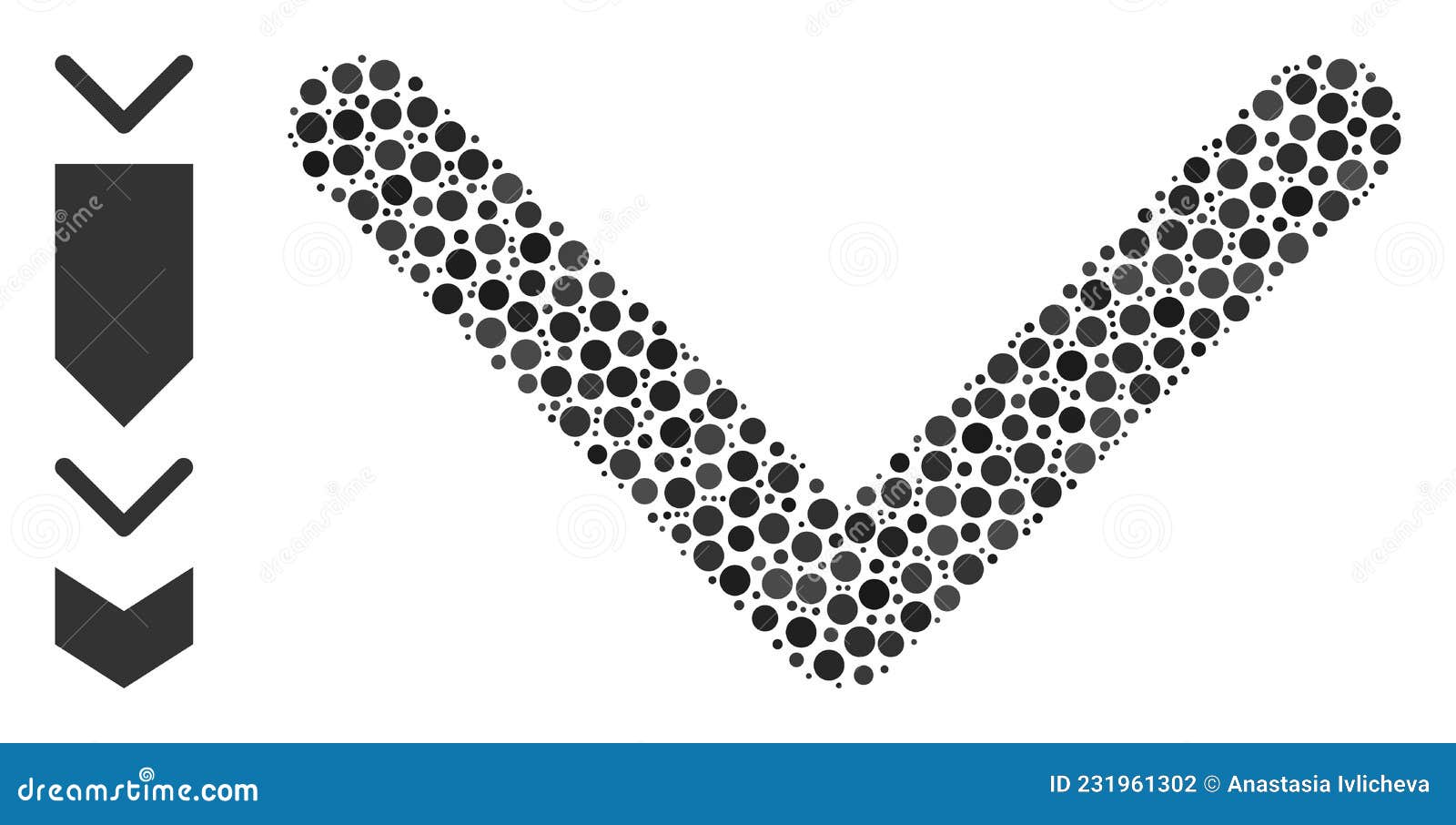 Dotted Direction Down Composition of Round Dots with Similar Icons ...