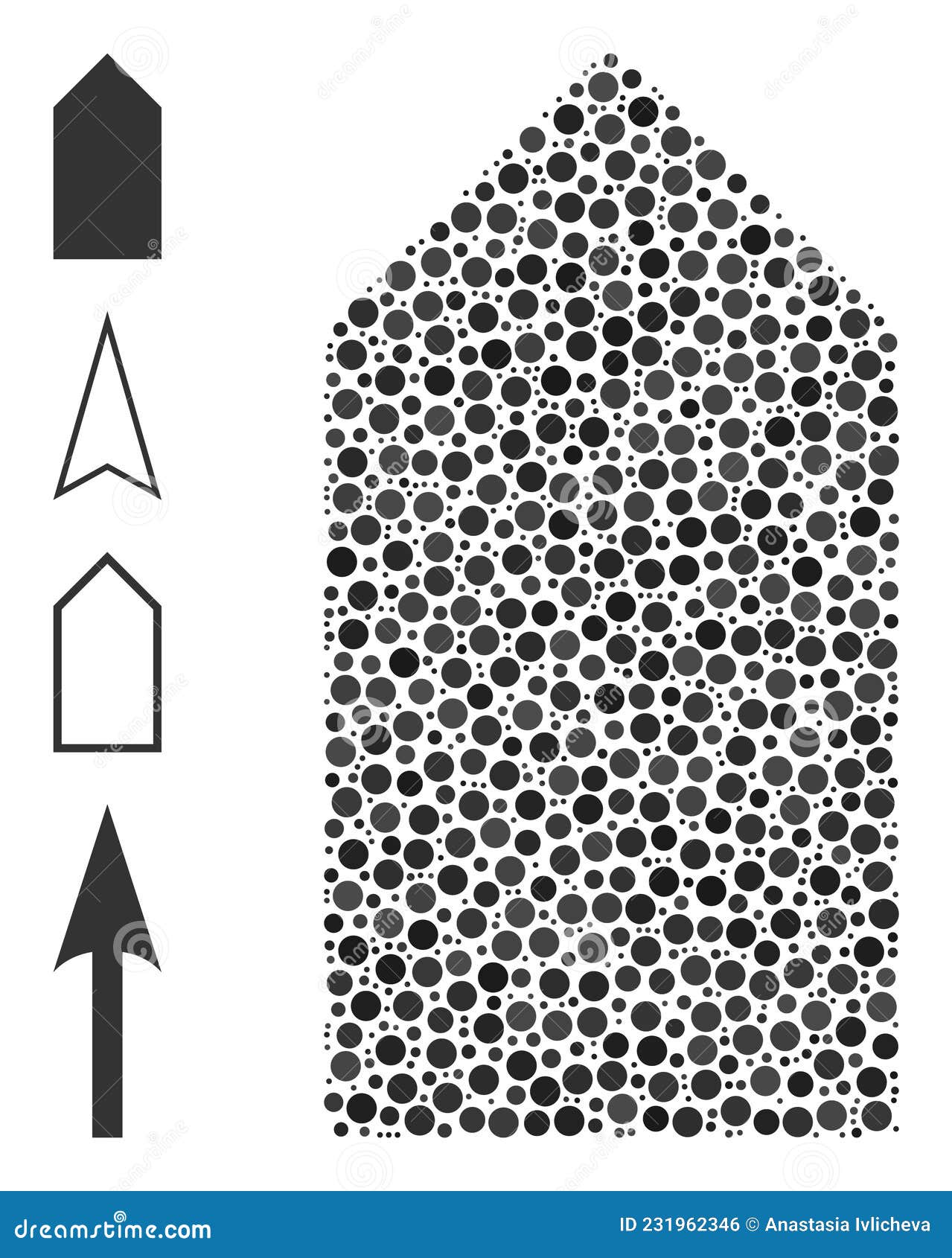 Dotted Direction Up Mosaic of Round Dots and Similar Icons Stock Vector ...