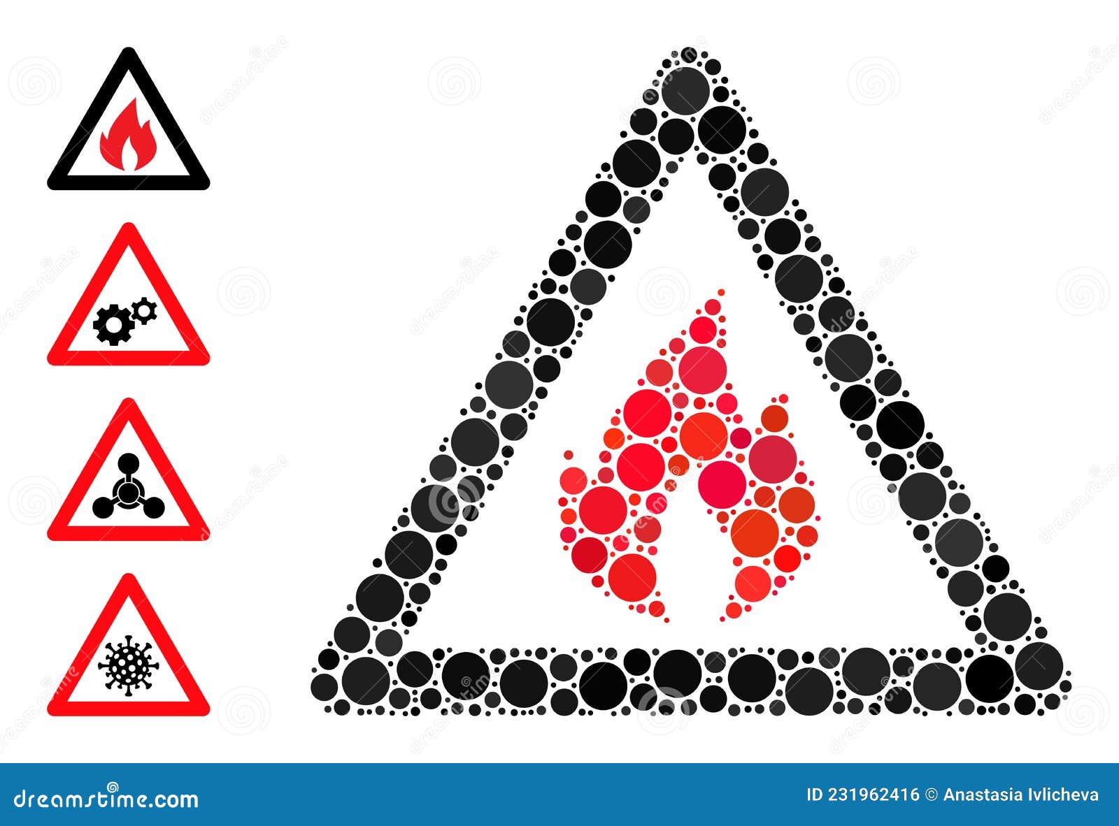 Dotted Fire Jet Dog Composition Of Circles With Other Icons Vector ...