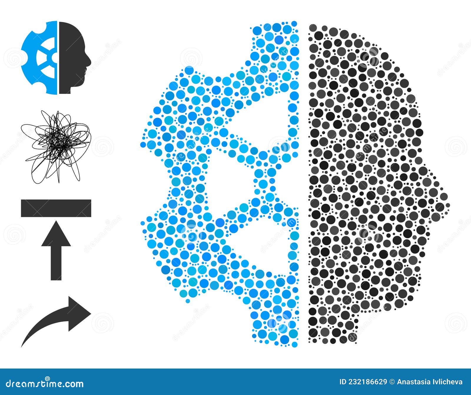 Dotted Intellect Composition of Rounded Dots and Other Icons Stock ...
