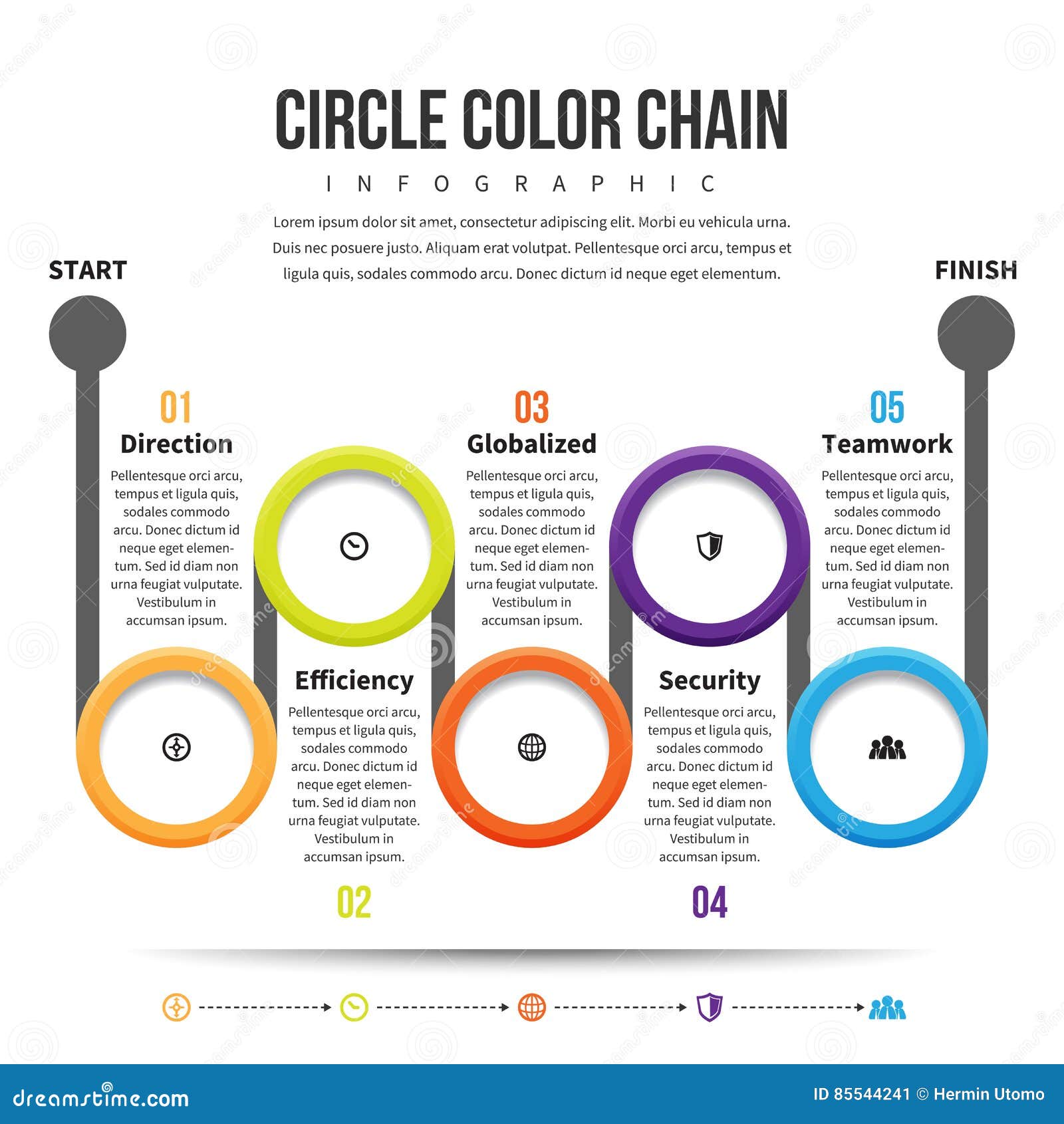 Circle Color Chain Infographic Stock Vector - Illustration of process ...