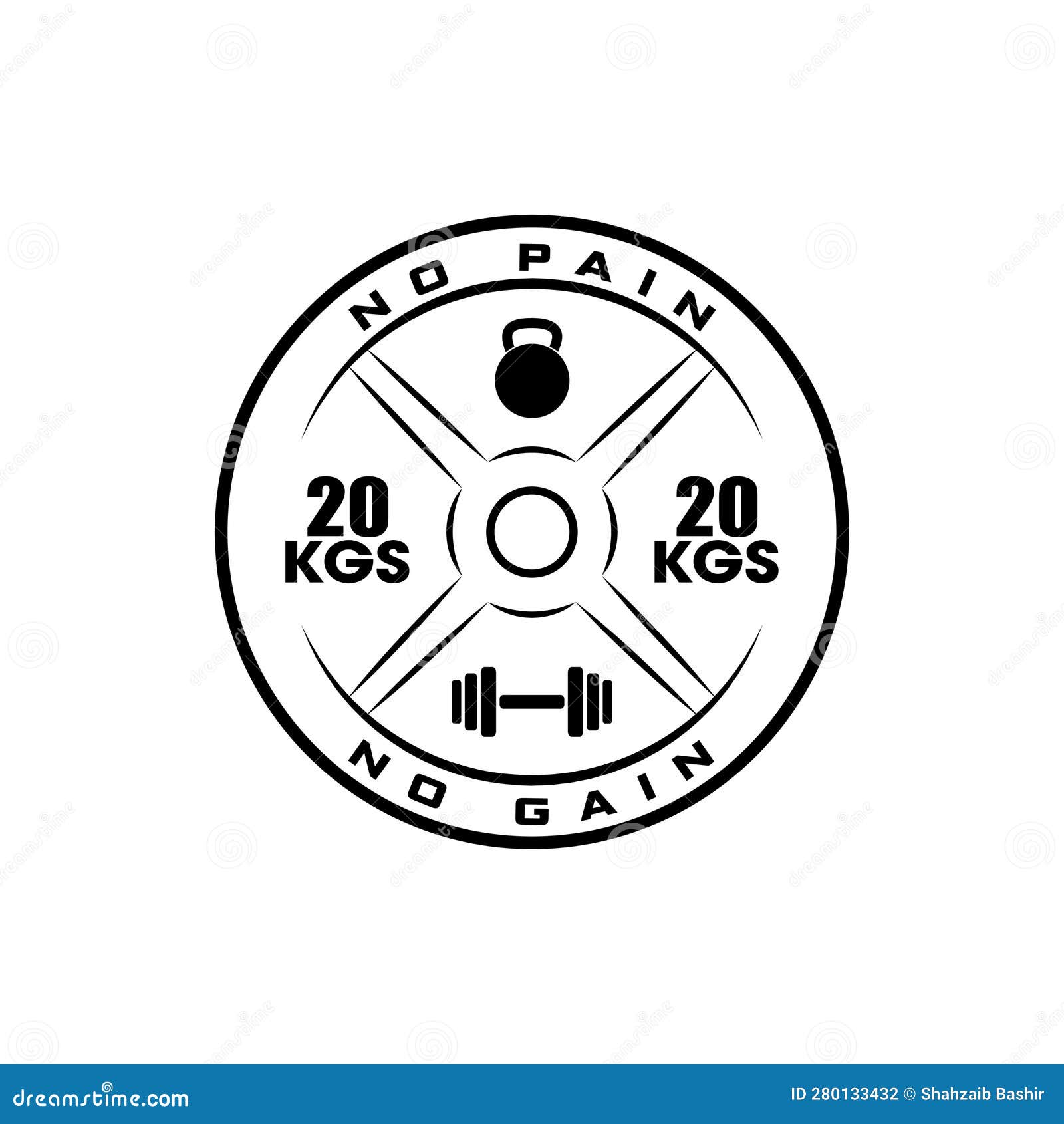 Vector Black and White Barbell Plate, CrossFit Logo Stock Illustration ...