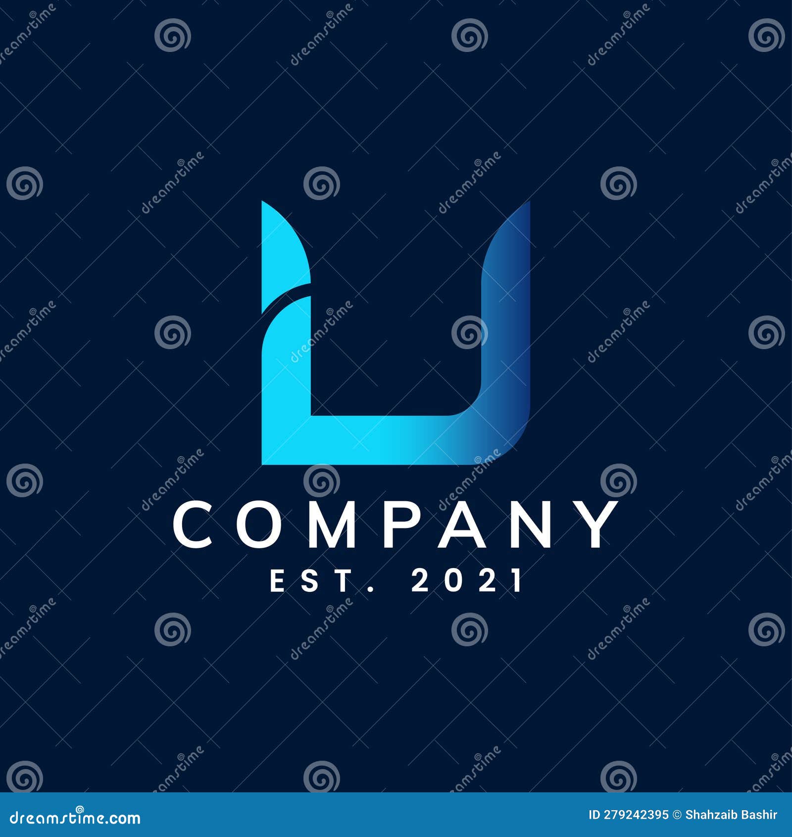 U Letter Logo for Business and Company Identity with Blue Color Stock ...