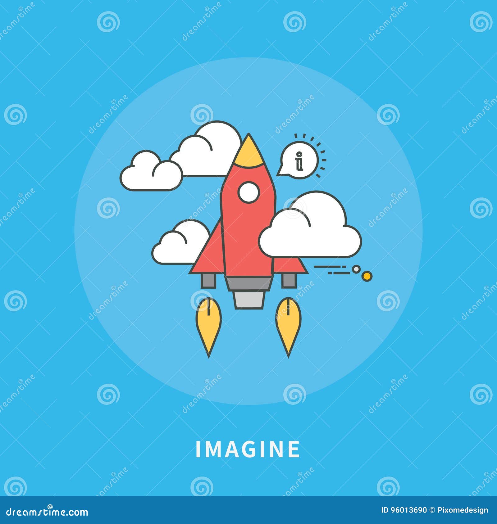 Circle Color Line Flat Design of Imagine, Modern Illustration Stock ...