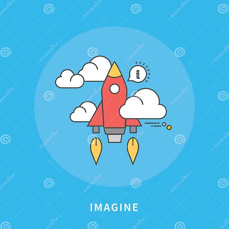 Circle Color Line Flat Design of Imagine, Modern Illustration Stock ...
