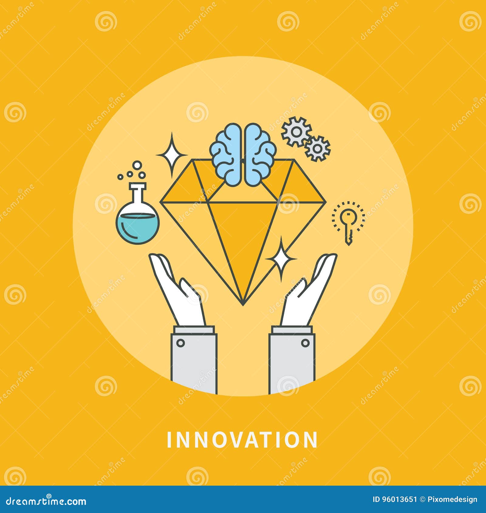 Circle Color Line Flat Design of Innovation, Modern Illustration Stock ...
