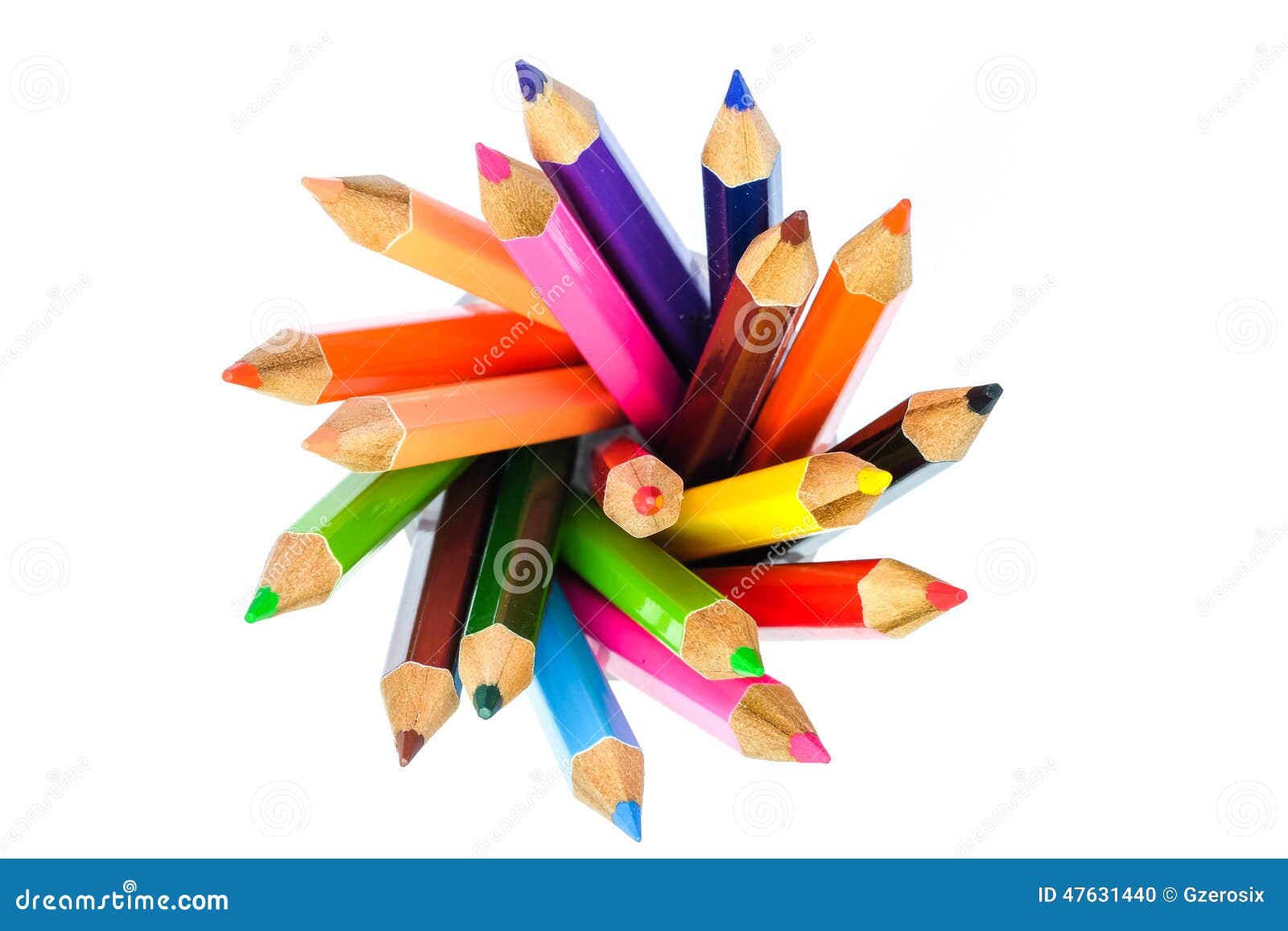 Circle Color Chart Made Of Color Pencils On The Red Background. Royalty ...