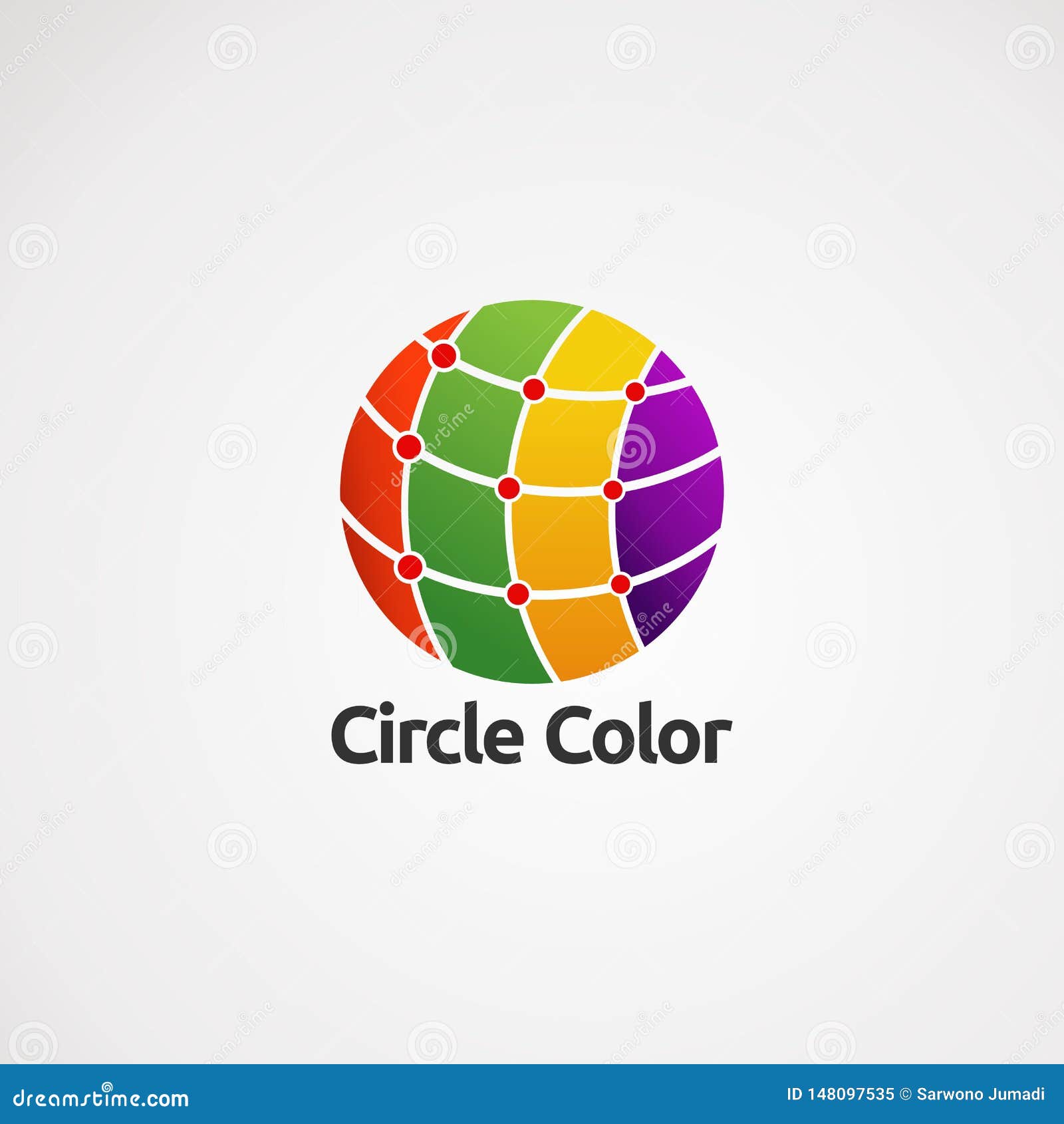 Circle Color with Red Dot Logo Vector Concept, Icon, Element, and ...