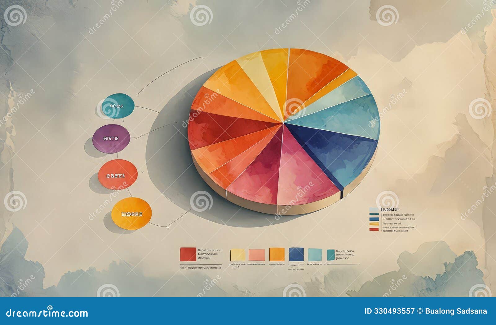Big Circle Colored Infographic 4 Triangles Cartoon Vector ...
