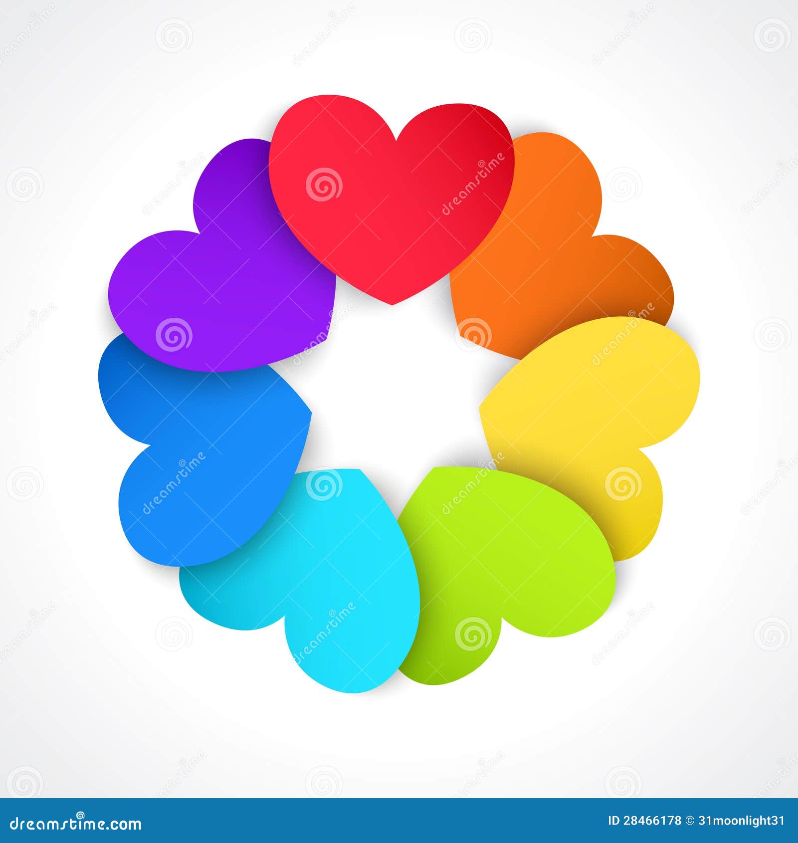 Circle of Colored Paper Hearts Stock Vector - Illustration of vector ...