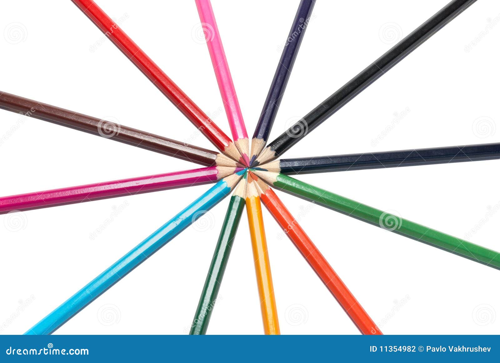 Circle of colored pencils stock photo. Image of bright - 11354982