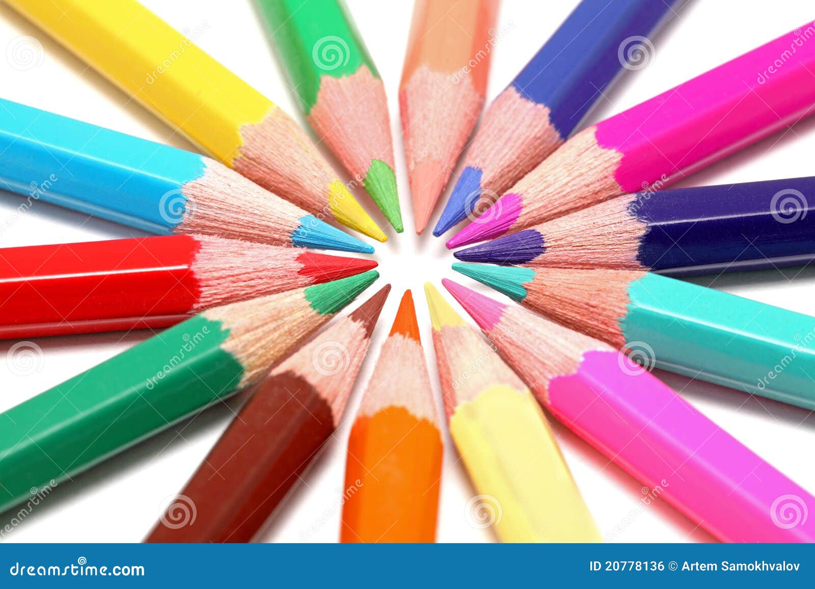Circle of colored pencils stock photo. Image of drawing - 20778136