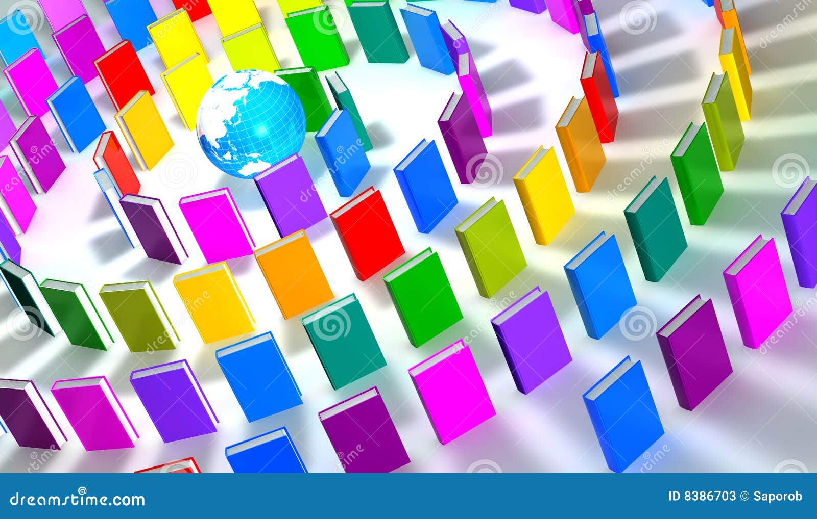 Circle of Colorful Books Around a Globe Stock Illustration ...